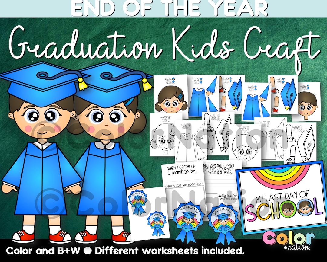 End of the Year Graduation Kids Craft - My Last Day of School Sign ...