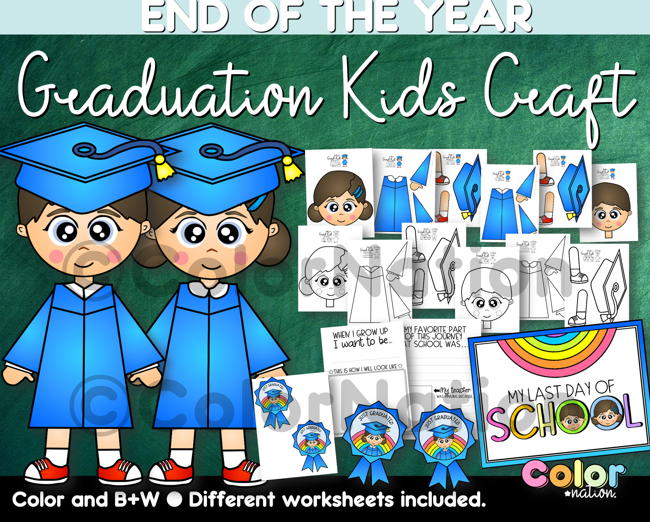 End of the Year Graduation Kids Craft - My Last Day of School Sign ...