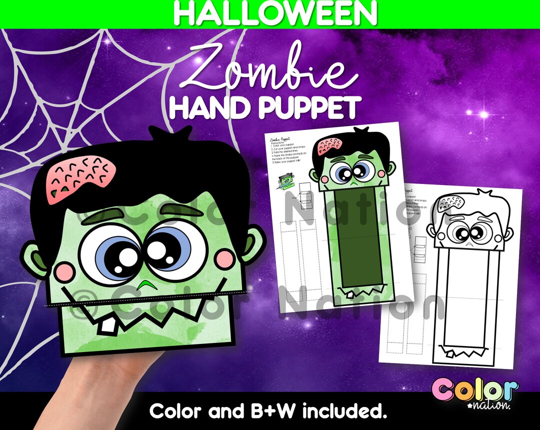 Zombie Hand Puppet Craft - Halloween Coloring Pages - Spooky Activities ...