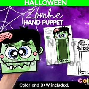 Zombie Hand Puppet Craft - Halloween Coloring Pages - Spooky Activities ...