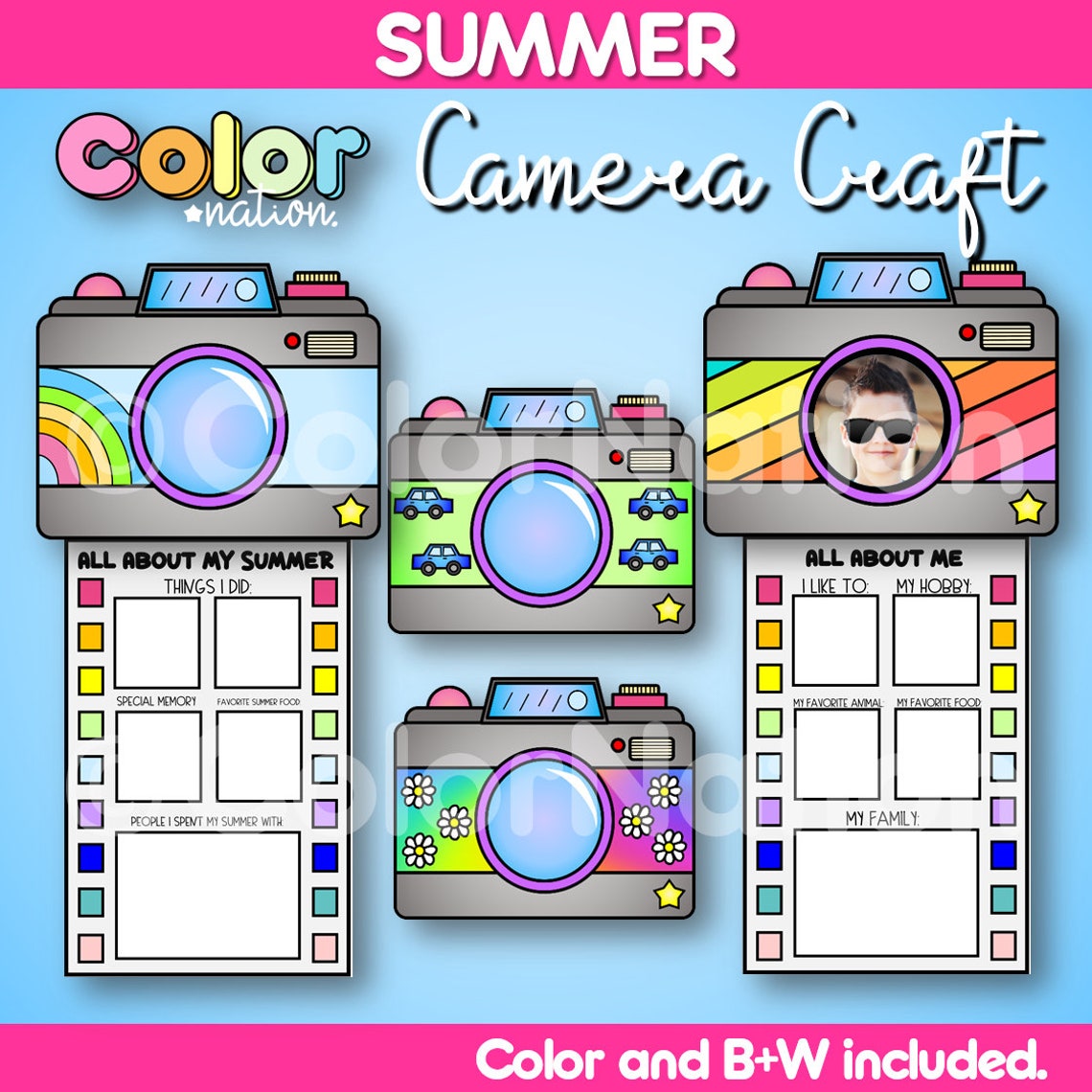 Camera Summer Craft - All About Me - Bulletin Board Activities Back to ...