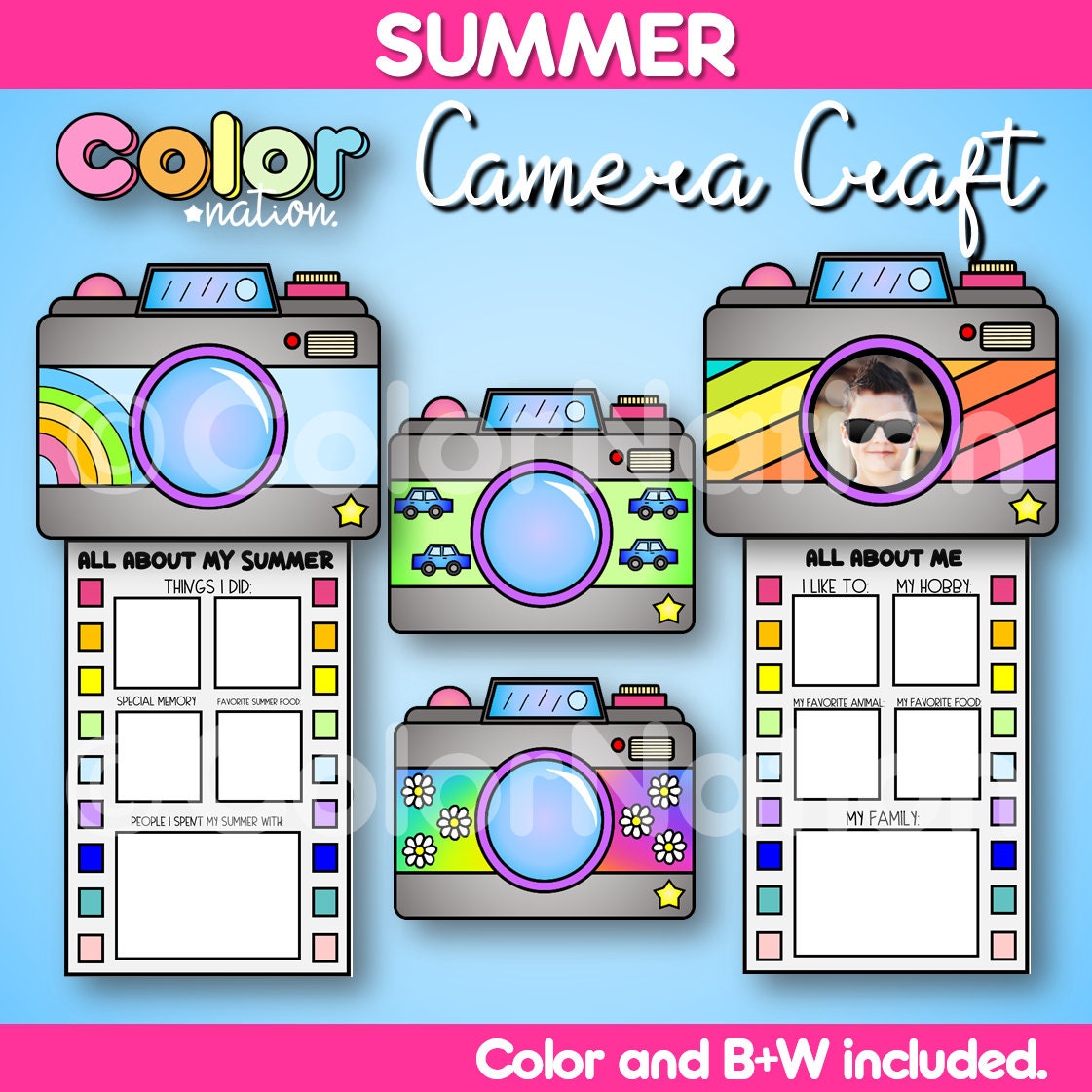 Camera Summer Craft All About Me Bulletin Board Activities Back to ...