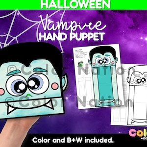 Vampire Hand Puppet Craft - Halloween Coloring Pages -spooky Activities ...