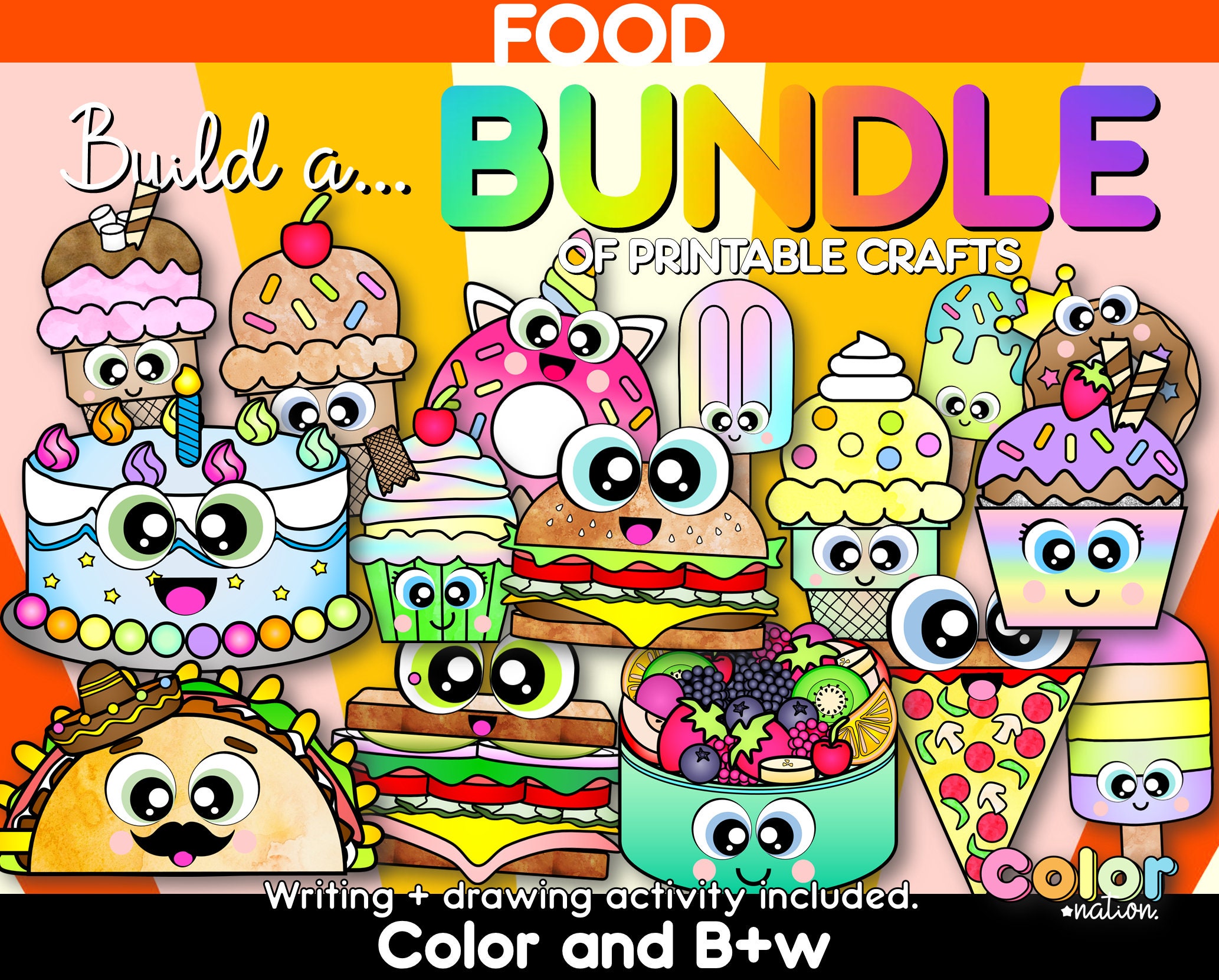 Build a Food BUNDLE of Printable Crafts - Chef Day - Summer - Pizza ...