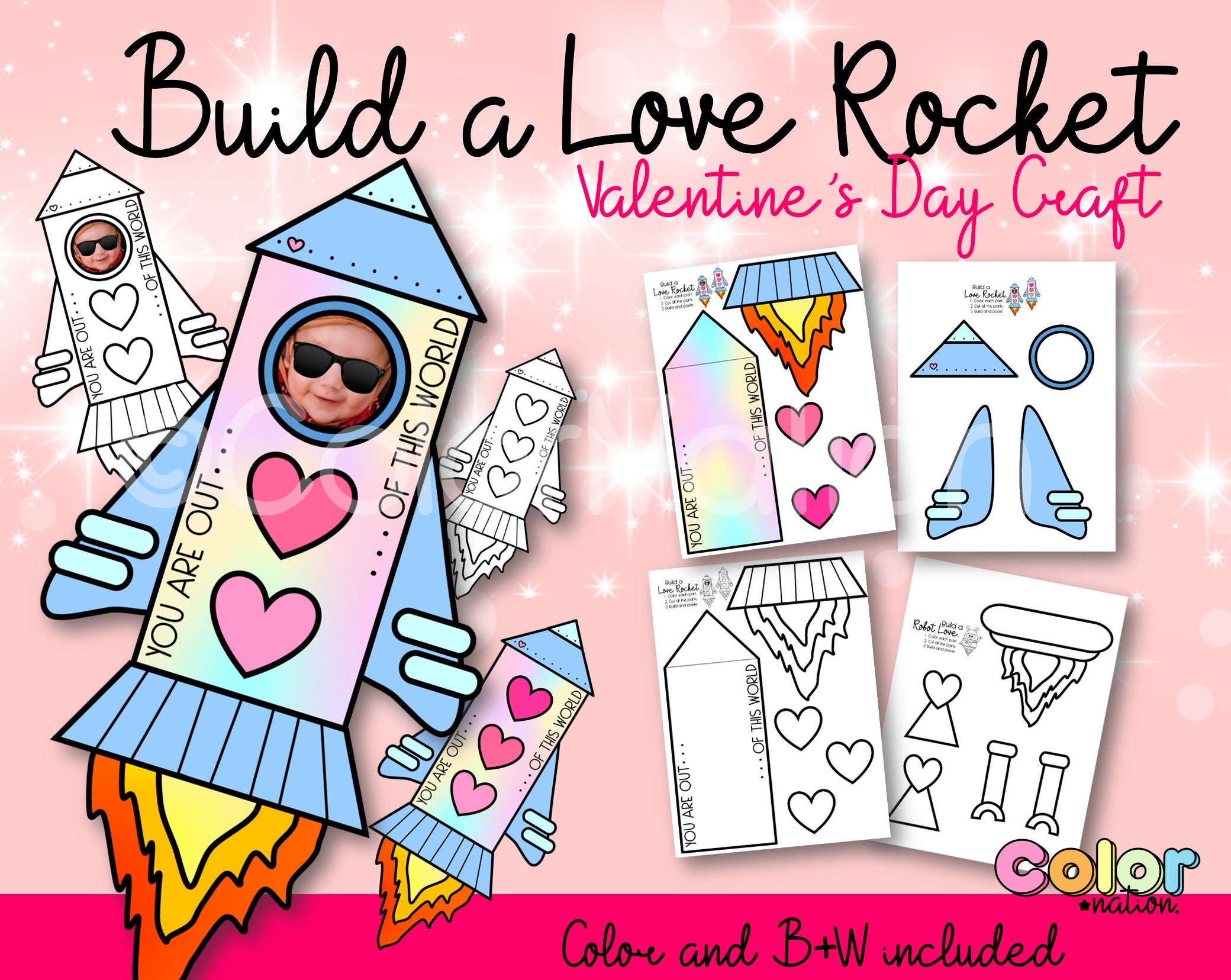 Build a Love Rocket Valentine's Day Printable Craft Kids Face February ...