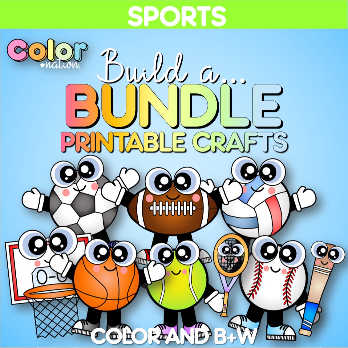 Sports Craft Bundle | Ball Craft | Bulletin Board | Soccer, Basket ...