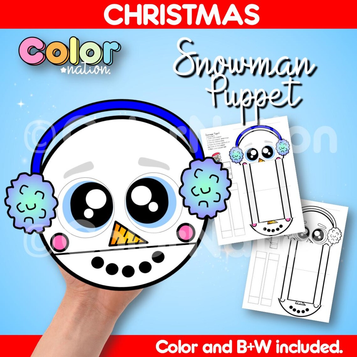Snowman Puppet Craft Christmas Activities December Bulletin Board ...