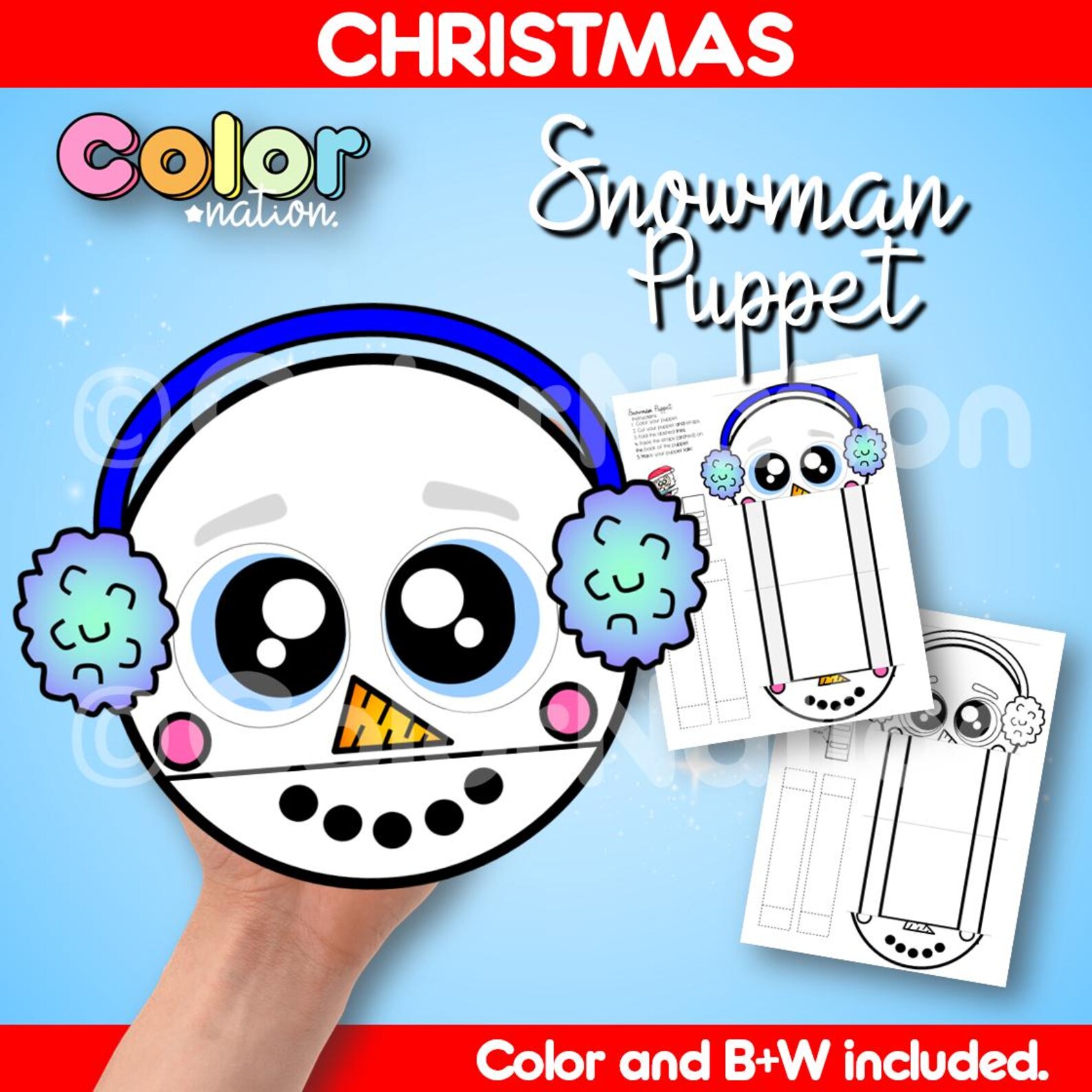 Snowman Puppet Craft Christmas Activities December Bulletin Board ...
