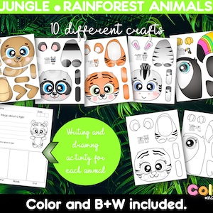 Jungle Animals BUNDLE of Printable Crafts - Zoo Animals - Rainforest ...