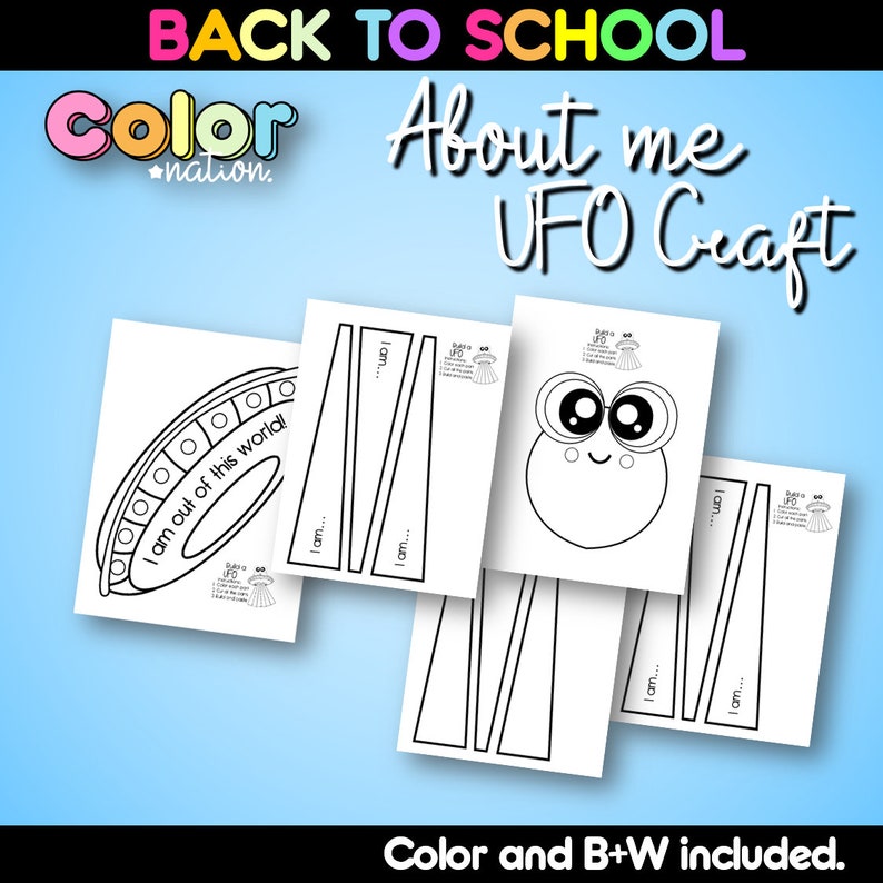 Back to School About Me UFO Spaceship Craft Kindergarten Bulletin Board ...