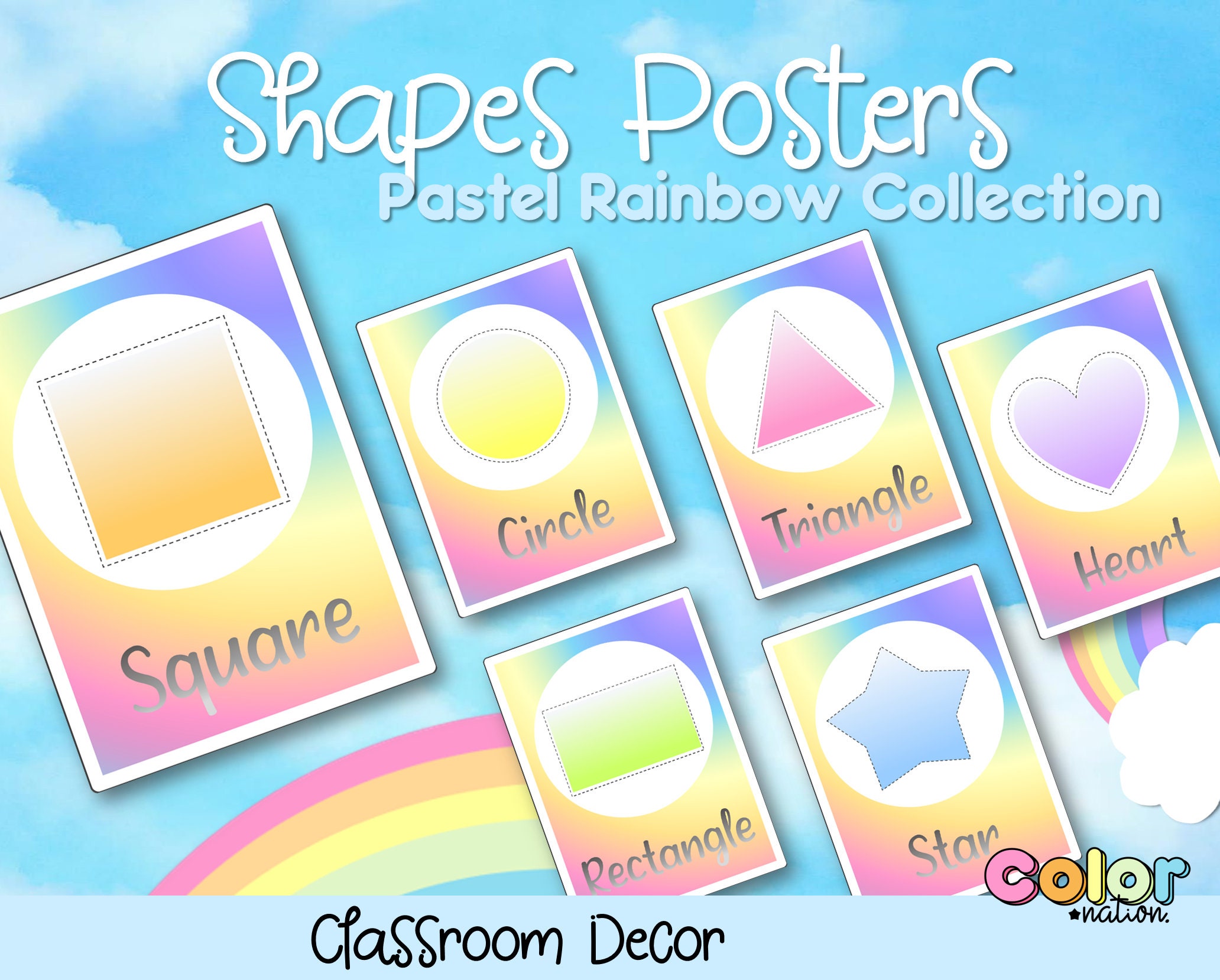 Shapes Posters Shapes Flash Cards Classroom Decor Bulletin Board ...