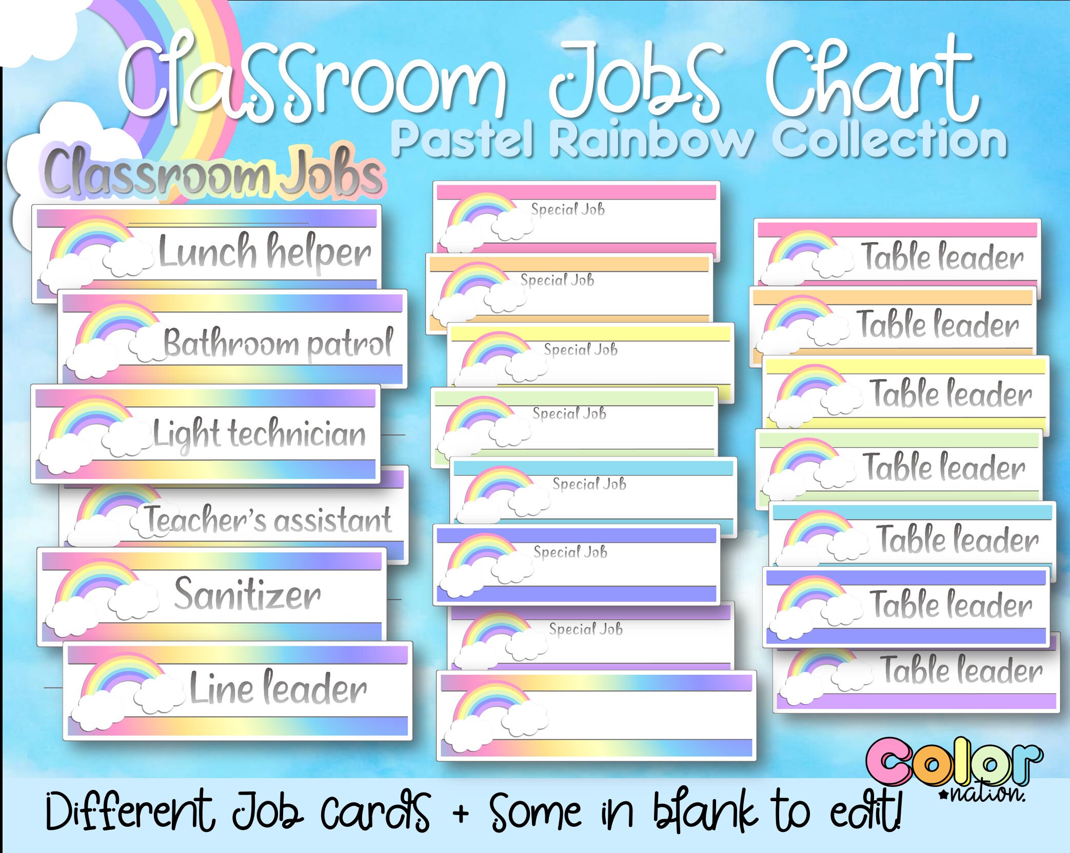 Editable Classroom Jobs Chart, Cards | Classroom Management | Classroom ...