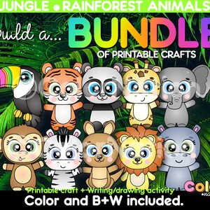 Jungle Animals BUNDLE of Printable Crafts - Zoo Animals - Rainforest ...