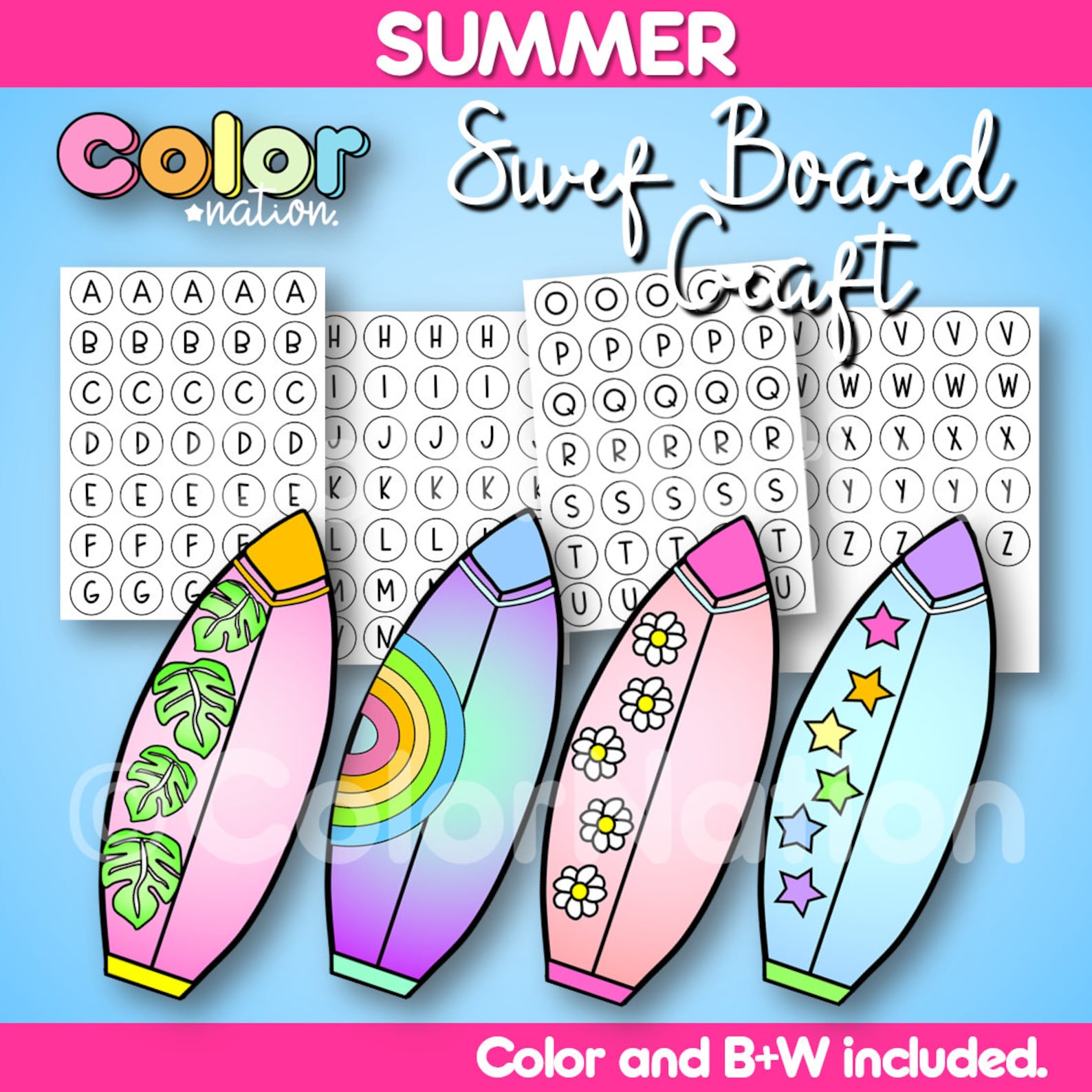 Surf Board Name Craft: Summer Bulletin Board (PDF Pattern) - Etsy
