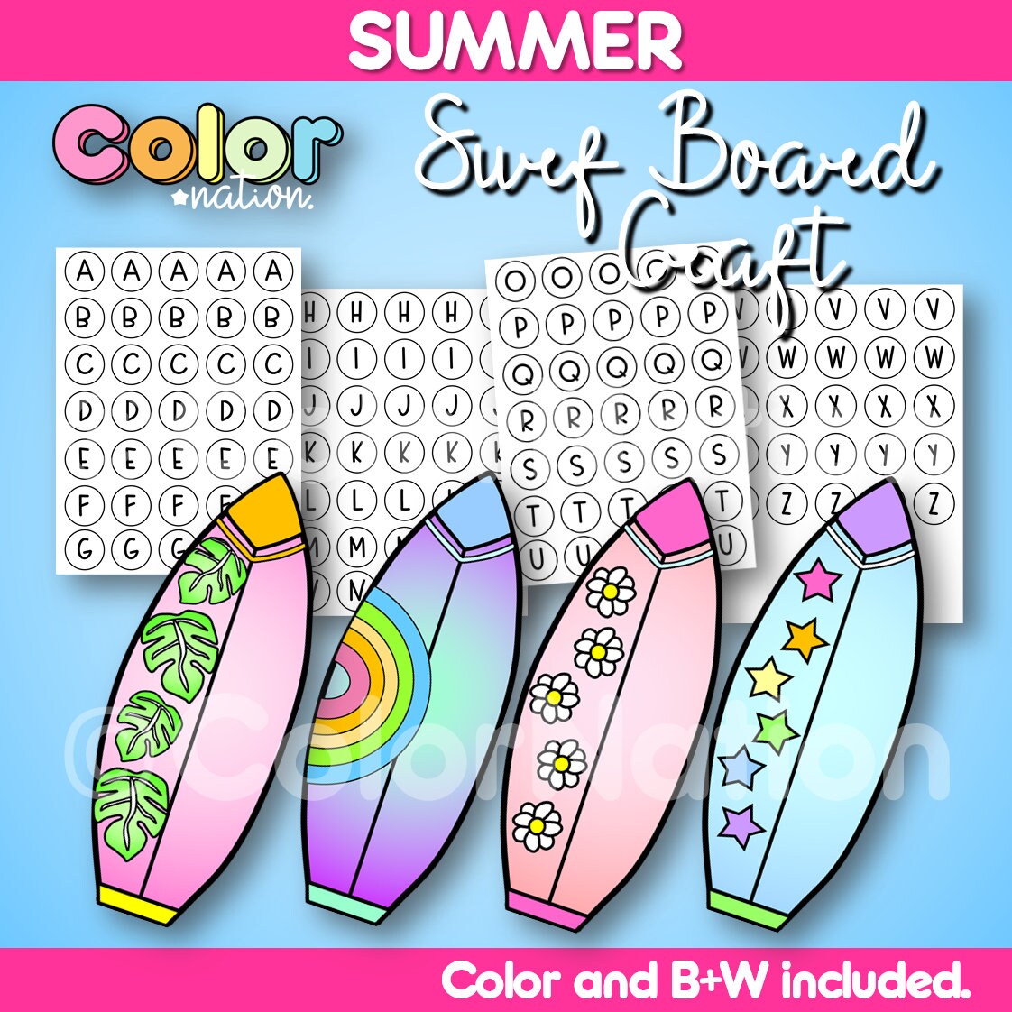 Surf Board Name Craft: Summer Bulletin Board (PDF Pattern) - Etsy Canada