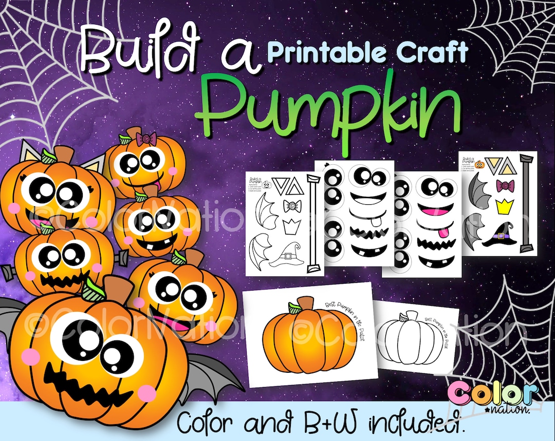 Build a Pumpkin Craft, Halloween Printable Craft for Kids, Halloween ...