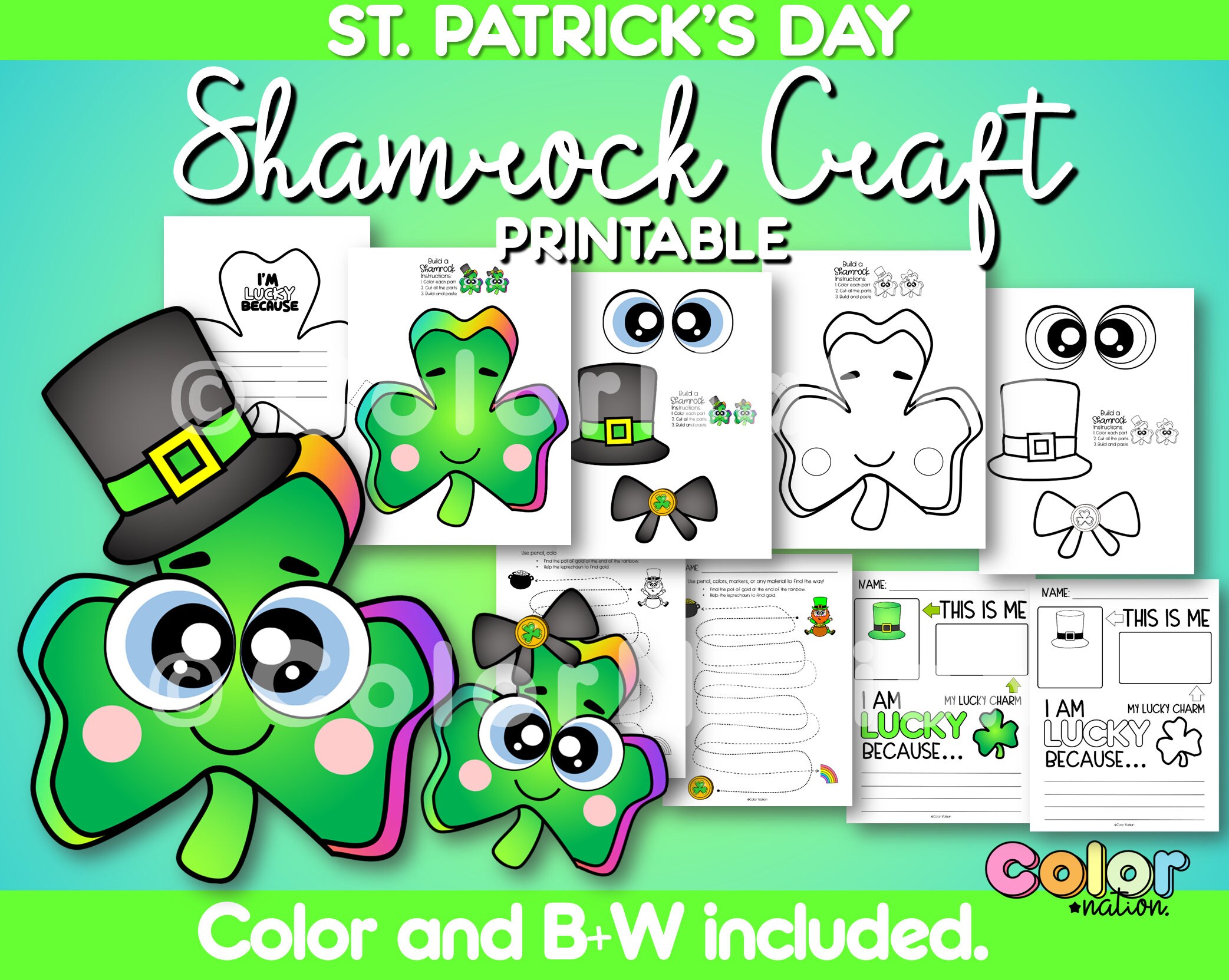 Shamrock Craft, Clover Craft, March Craftivity St. Patrick's Day ...