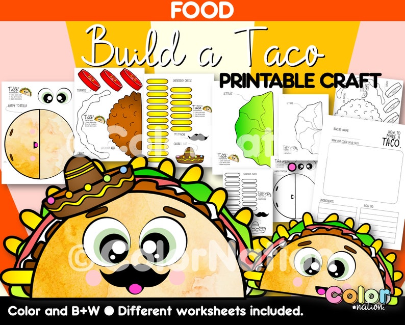 Build a Taco Printable Craft - Food Craft - Cinco De Mayo - Summer - Etsy