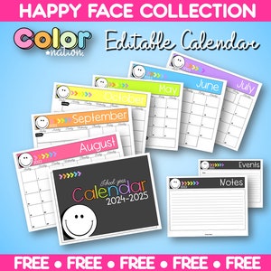 Classroom Decor Bundle Happy Face FREE Editable Calendar Included ...