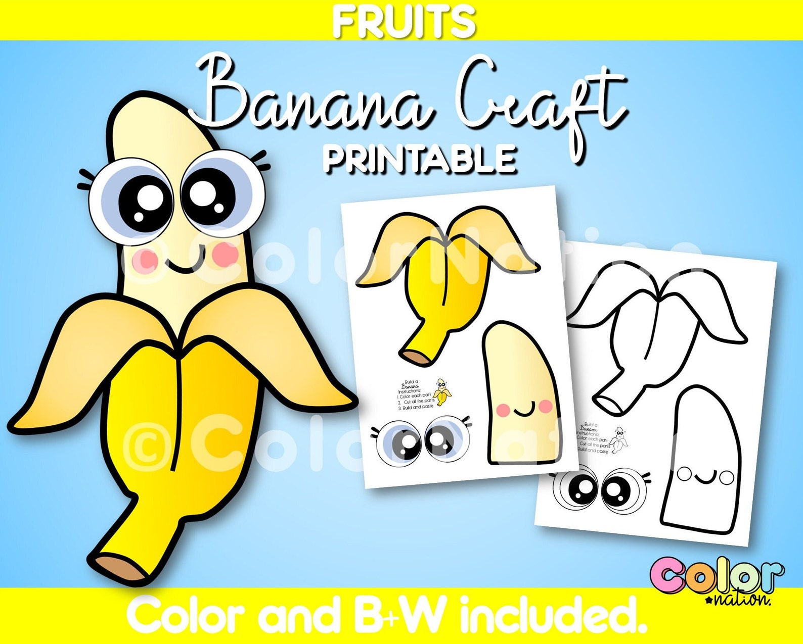 Banana Craft Printable: Food Groups Activity (PDF) - Etsy