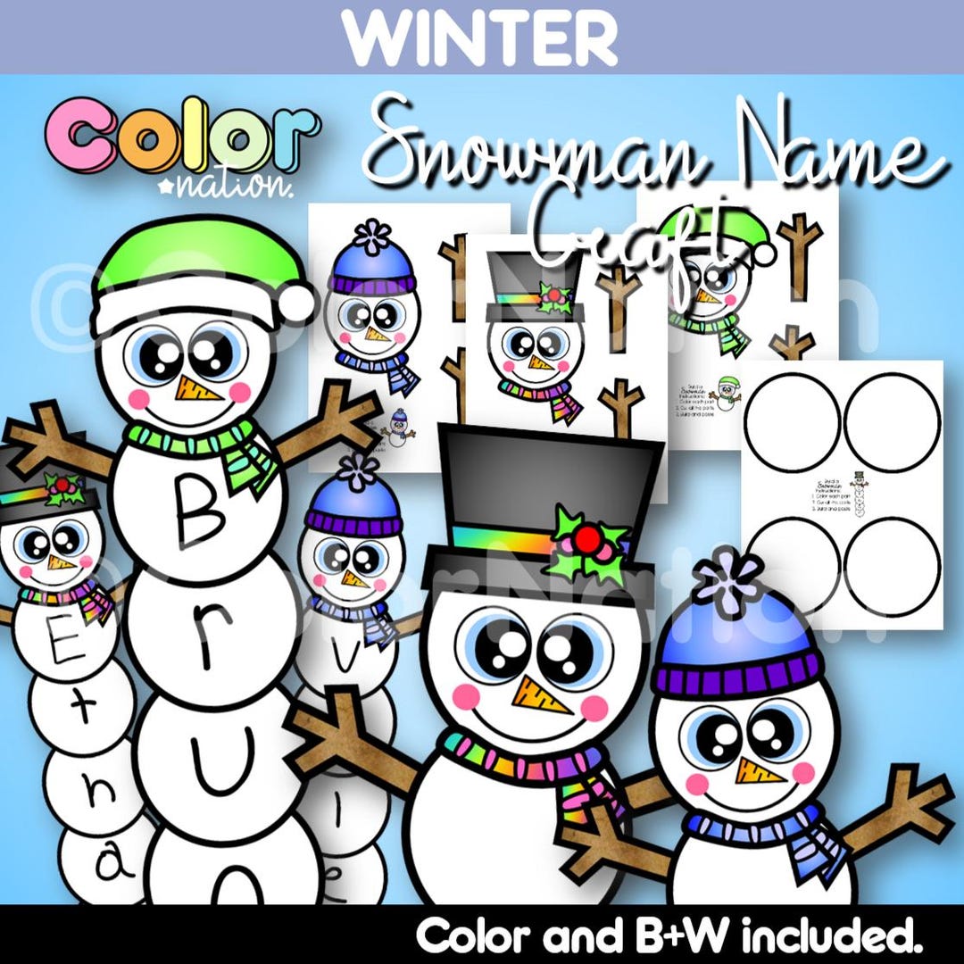 Snowman Name Craft Winter December Bulletin Board Christmas Crafts ...