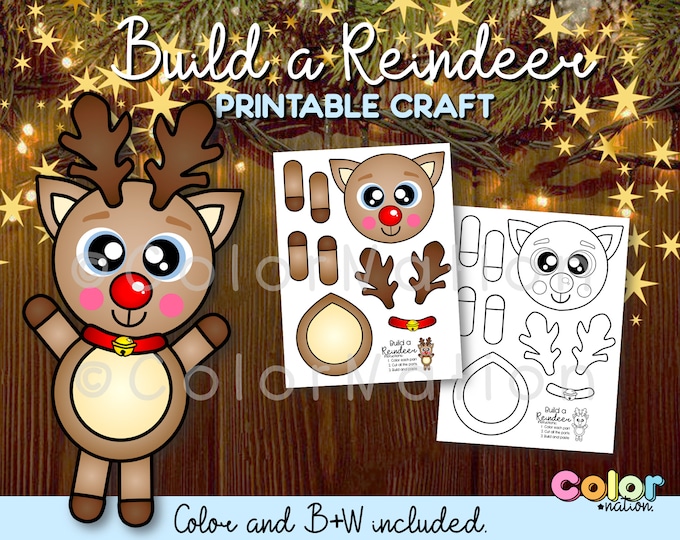 Paper Reindeer Craft, Christmas Reindeer Printable Template, Holiday ...