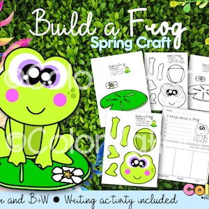 Build a Frog Printable Craft - Spring Coloring Pages - Easter Craft - Etsy