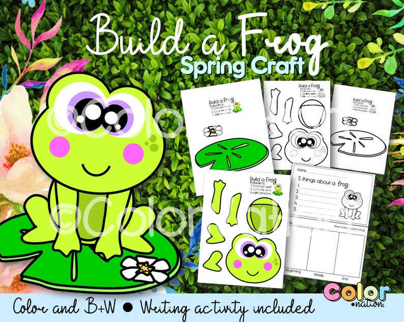 Build a Frog Printable Craft - Spring Coloring Pages - Easter Craft - Etsy