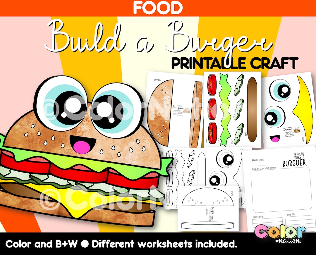 Build a Burger Printable Craft - Food Craft - Chef for a Day - Summer ...
