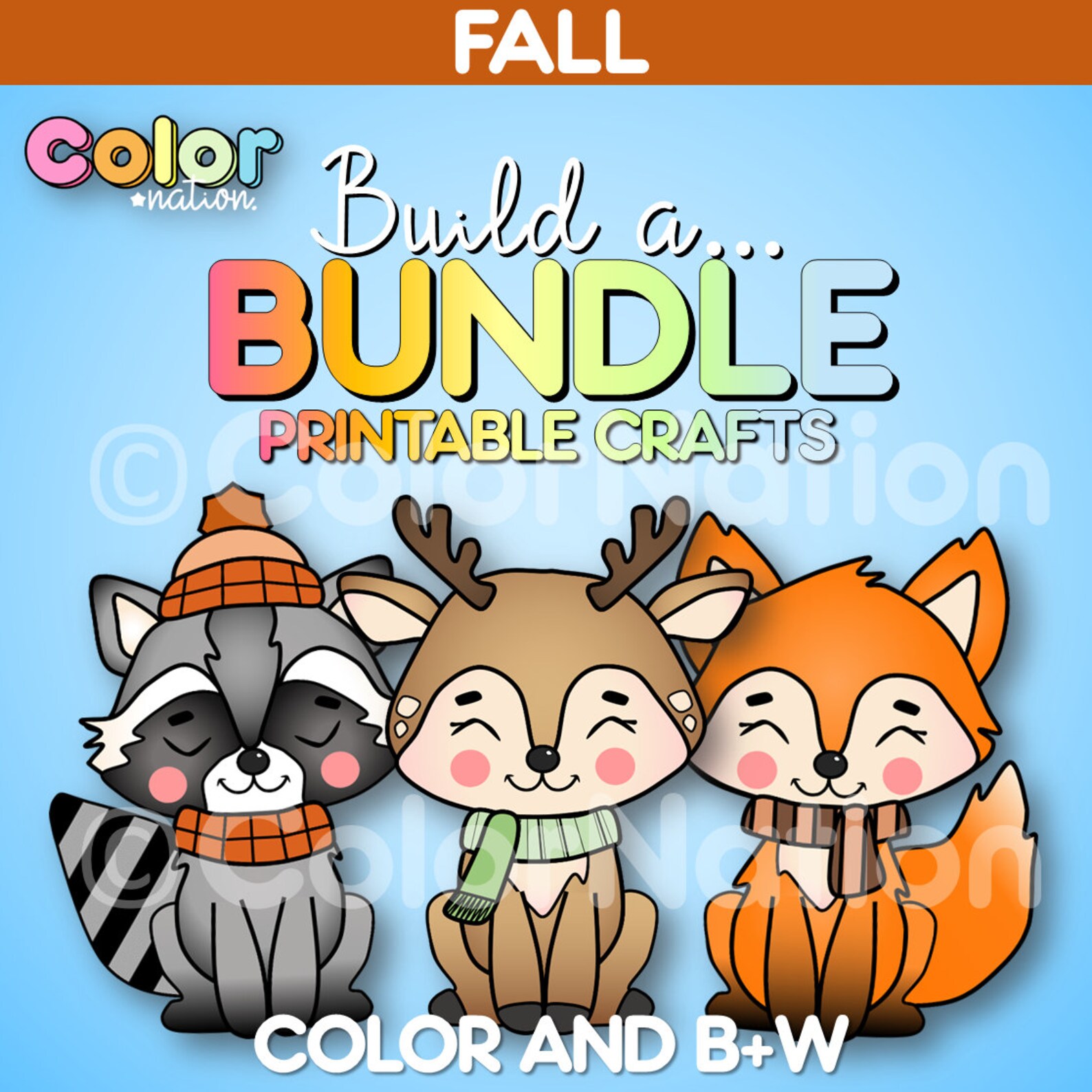 Fall Crafts Bundle Fox Deer Raccoon Autumn Kindergarten Bulletin Board ...