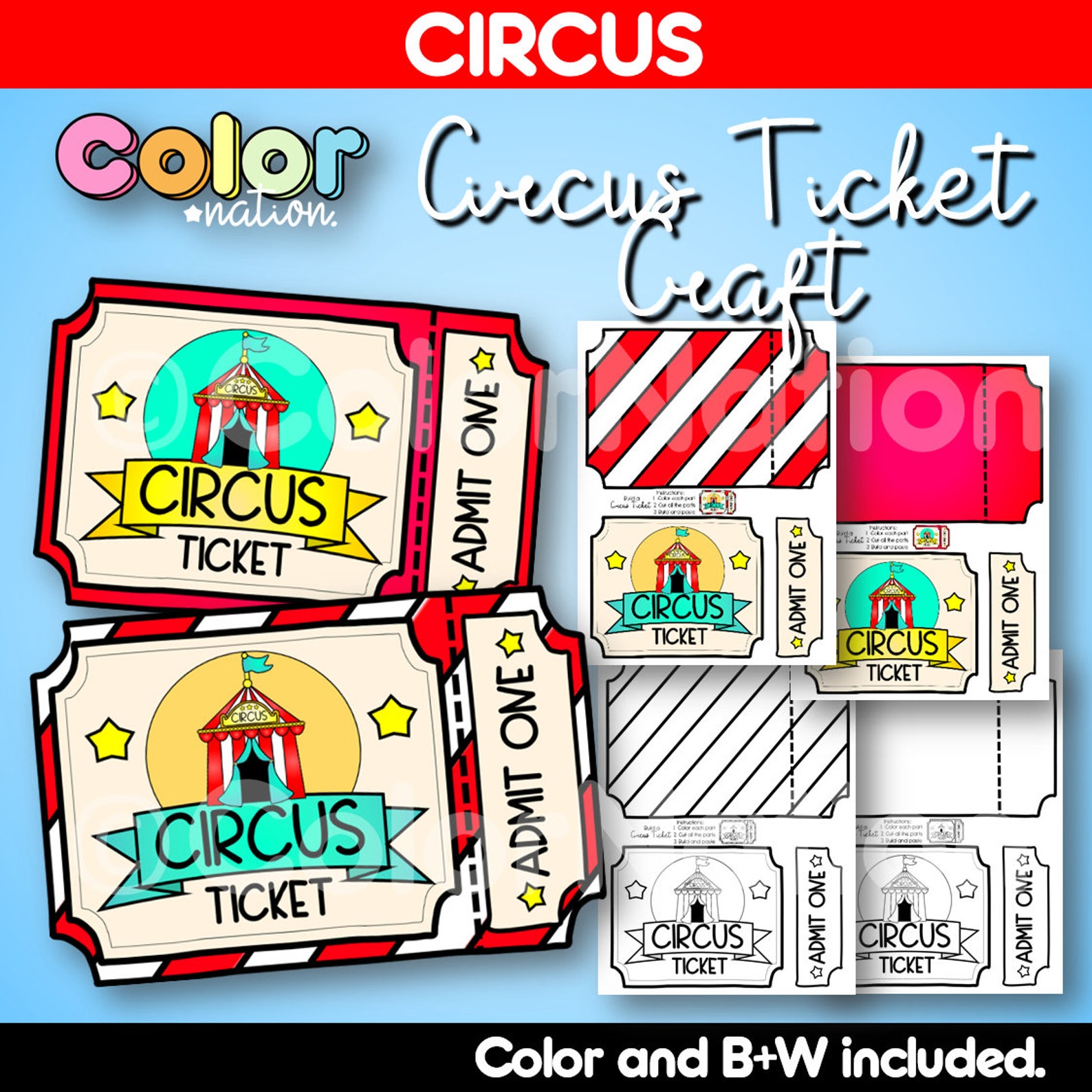 Circus Ticket Craft Bulletin Board Circus Carnival Theme Kindergarten ...