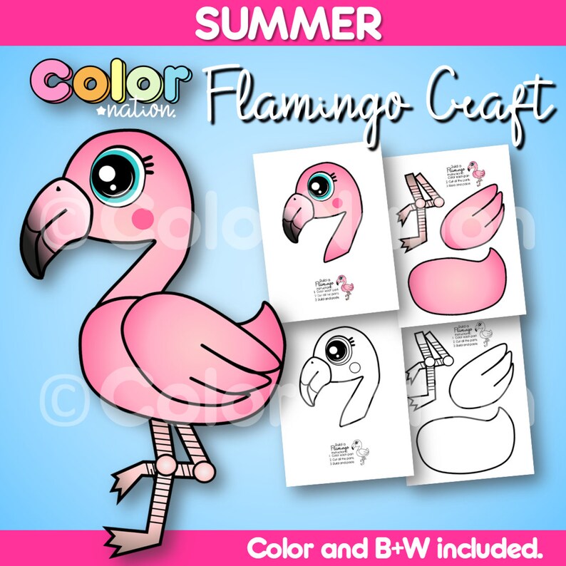 Flamingo Summer Craft End of the Year Bulletin Board Activities Back to ...