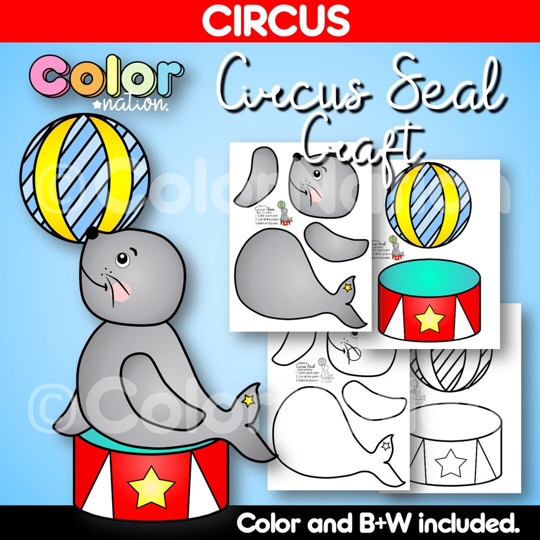 Circus Seal Craft, Carnival Theme (PDF) - Etsy
