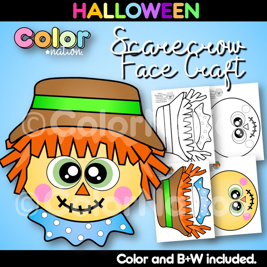 Scarecrow Face Craft | Halloween Bulletin Board | October Fall ...