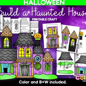 Build a Haunted House Printable Craft, Halloween Activities, October ...