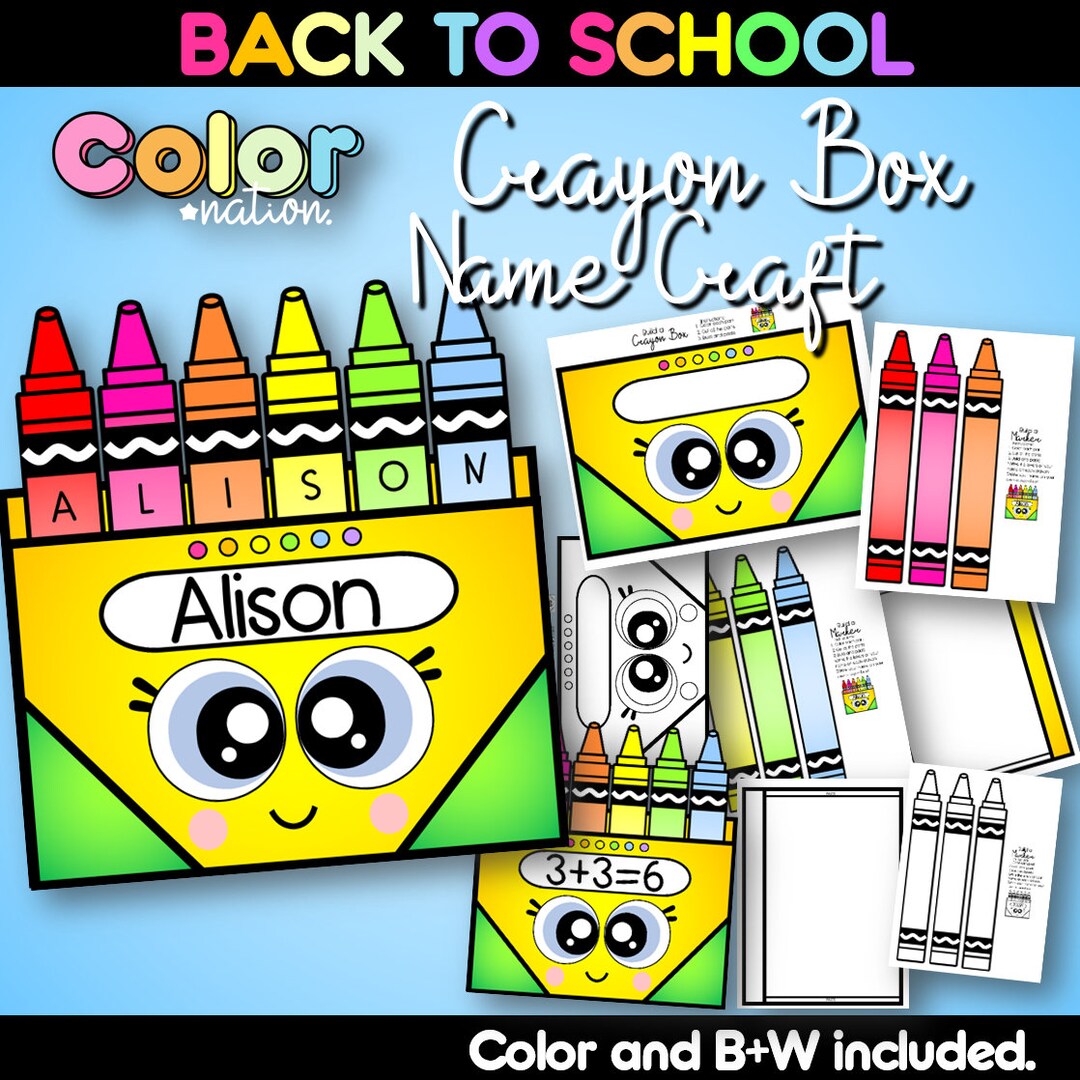 Back to School Crayon Box Name Craft Kindergarten Bulletin Board ...