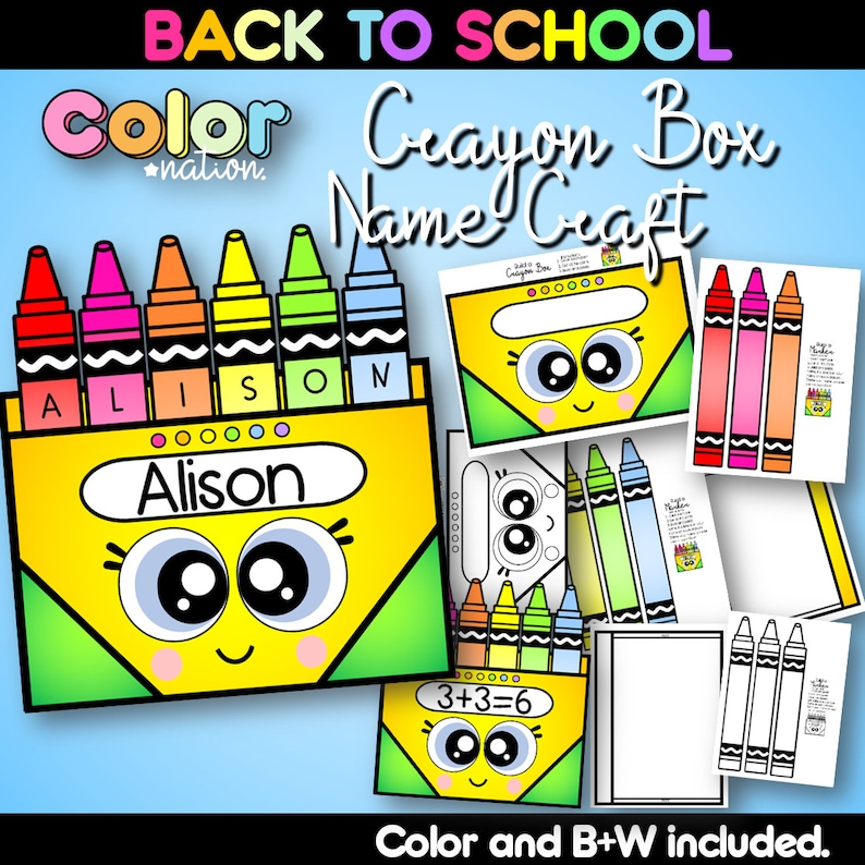 Back to School Crayon Box Name Craft Kindergarten Bulletin Board ...