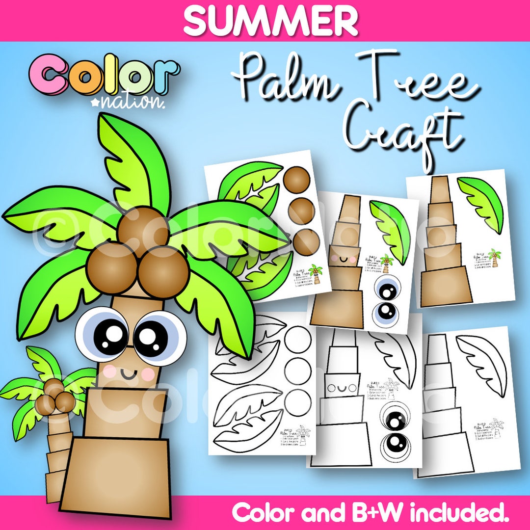 Palm Tree Craft: Summer Coloring Pages (PDF Pattern) - Etsy