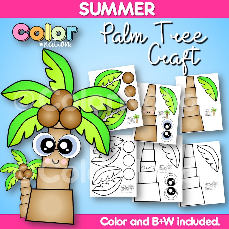 Palm Tree Craft: Summer Coloring Pages (PDF Pattern) - Etsy Australia