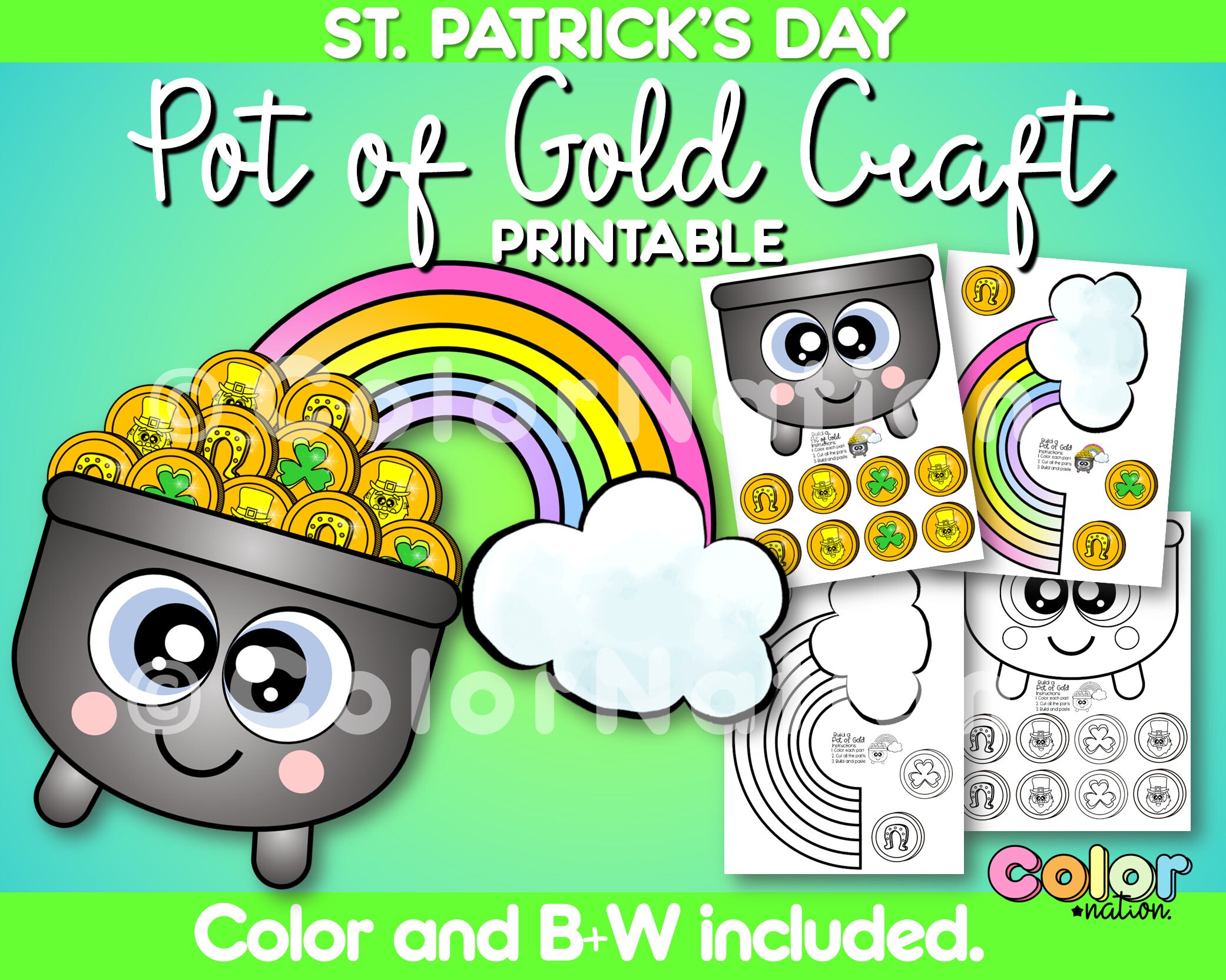 Pot of Gold Craft, St. Patrick's Day Activities, Rainbow Craft ...