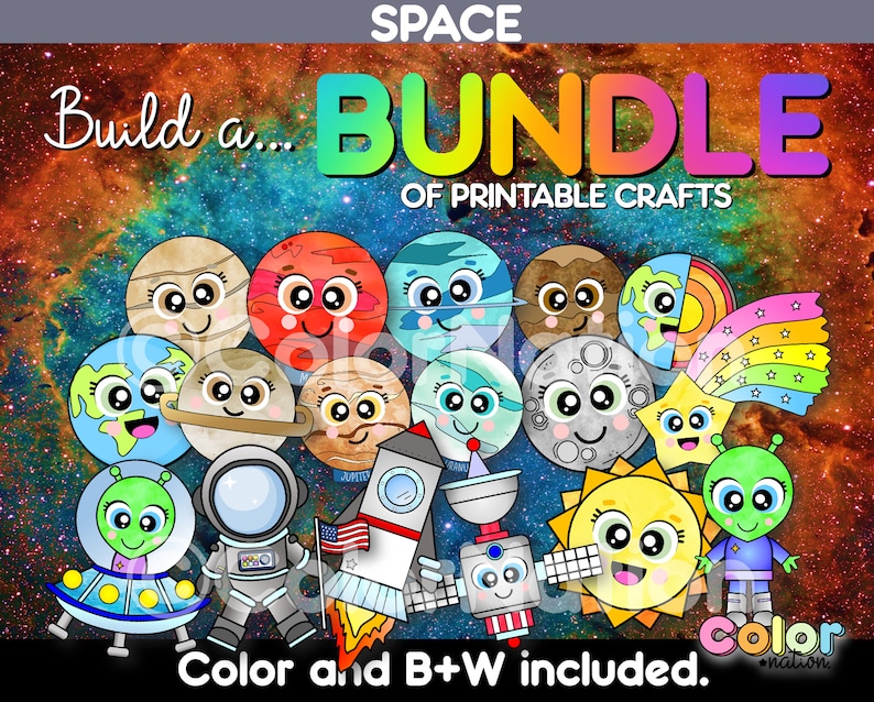 Outer Space BUNDLE of Printable Crafts Solar System - Etsy