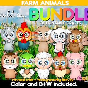 Farm Animals BUNDLE of Printable Crafts - Coloring Pages - Goat ...