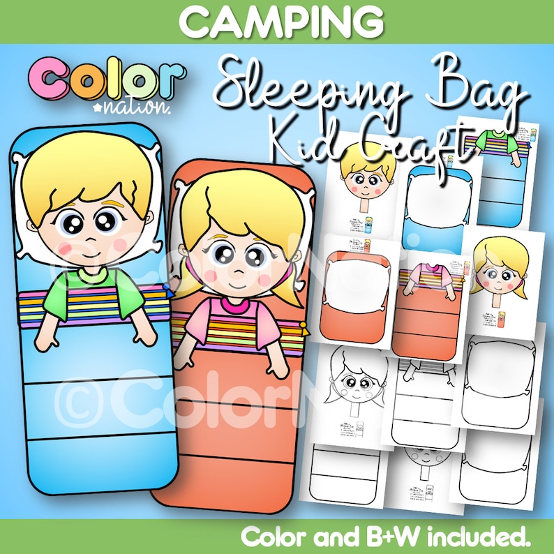 Sleeping Bag Kids Craft | Camping Day Theme Activities | Summer ...