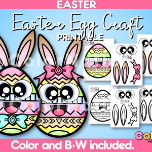 Easter Egg Bunny Craft | Easter Coloring Pages | Spring Bulletin Board ...