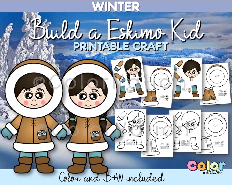 Build a Eskimo Kid Craft - Winter Craft - Arctic Activity - Inuit - Etsy