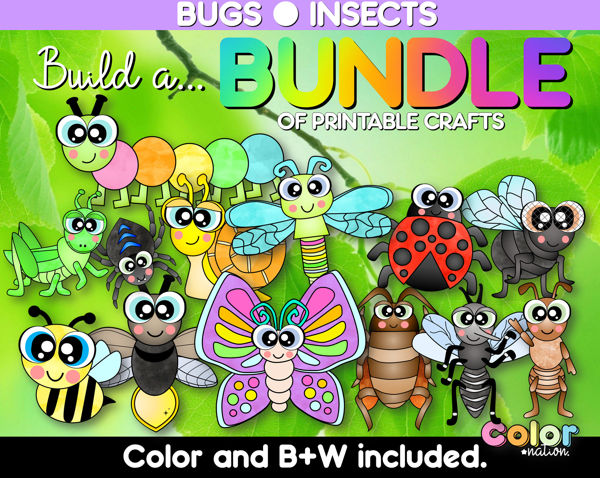 Bugs and Insects Crafts Bundle: Spring Coloring Pages - Etsy