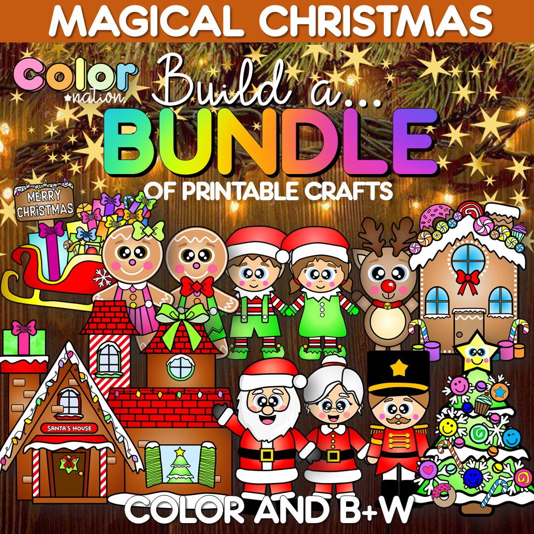 Christmas BUNDLE of Crafts - Coloring Pages - Winter Santa, Reindeer ...