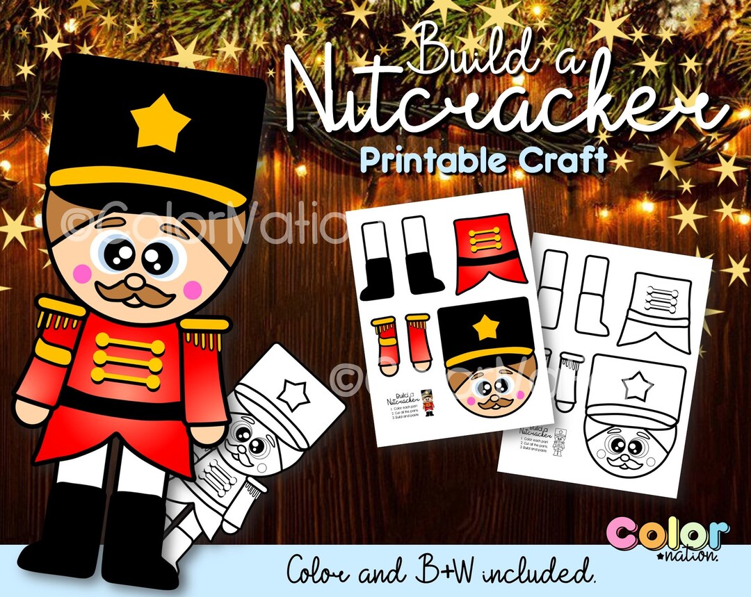 Build a Nutcracker Printable Craft, Christmas Activity, Chistmas Craft ...