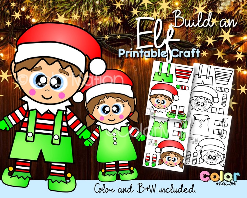 Build an Elf Printable Craft Christmas Activity Chistmas - Etsy