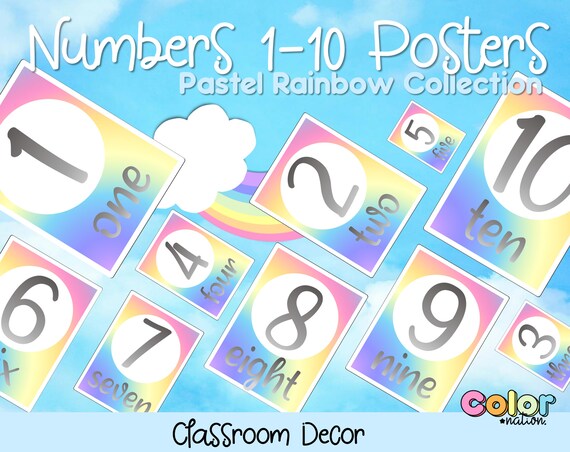 Numbers 1-10 Posters Numbers Cards Classroom Decor - Etsy